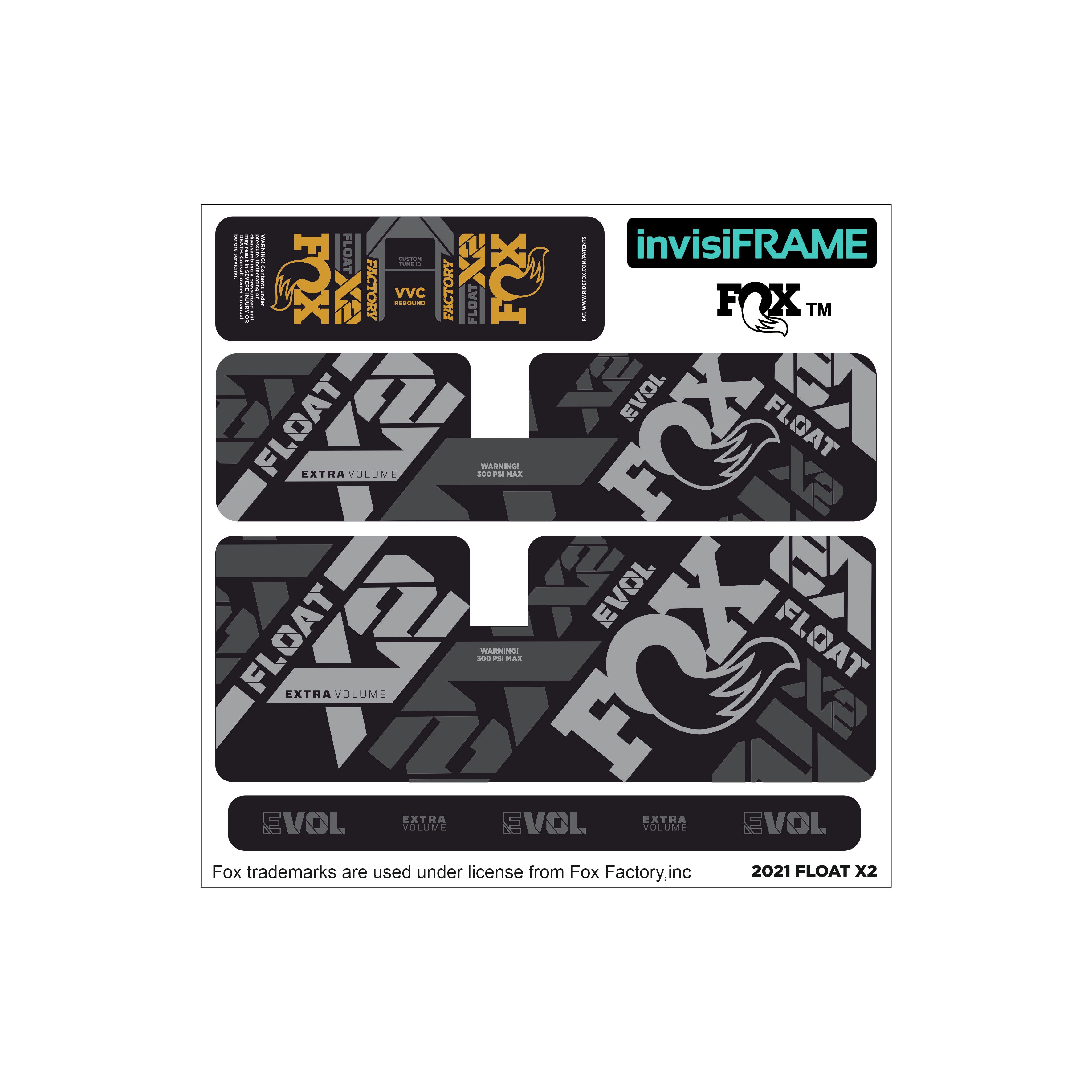 Fox Float X2 Factory 2021 Decals | invisiFRAME Custom Decals – invisiframe